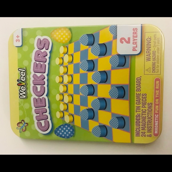 WeVee | Accessories | New Magnetic Travel Checkers Tin Game Board 24 ...